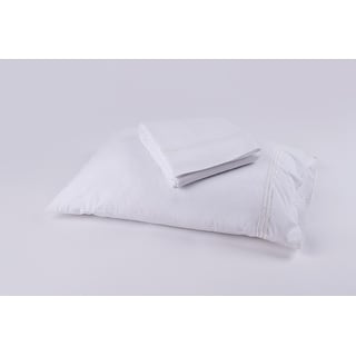 Cottage Home White Cotton Gold Embroidered Cuff Queen Sheet Set - Bed ...