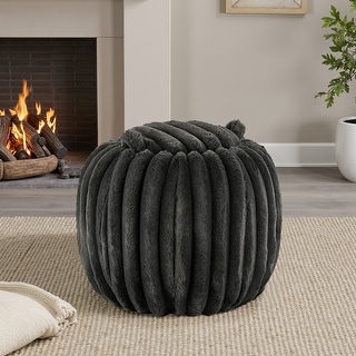 Yerba Plush Furry Channel Fabric Storage Ottoman by iNSPIRE Q Modern ...