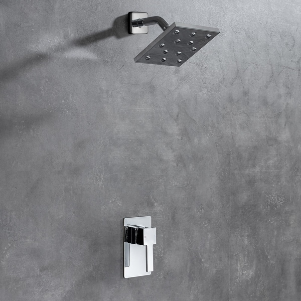 6 inch Wall-Mounted Square Shower System with Rough-in Valve in Chrome ...