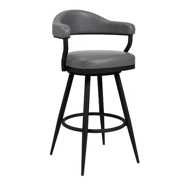 30 Inch Vintage Faux Leather Bar Stool Metal Peg Legs Gray Saltoro ...