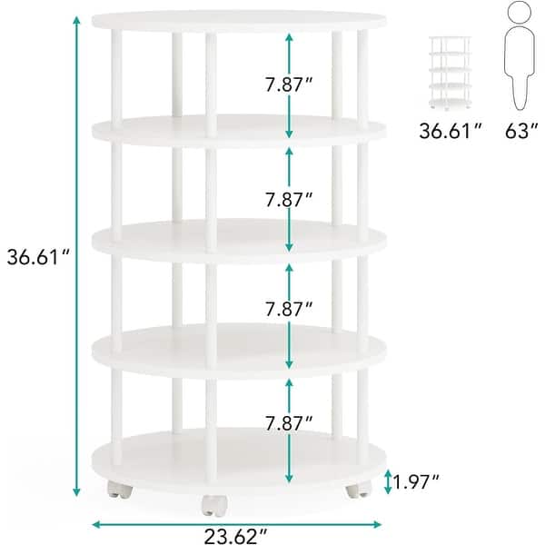 5-Tier Revolving Shoe Rack, 360° Rotating Shoe Storage Organizer - Bed ...