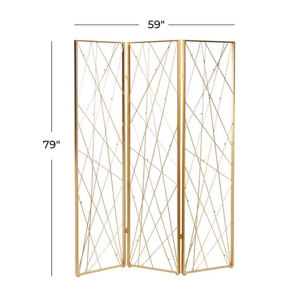 Gold Metal Foldable Partition Wire Rod 3 Panel Abstract Partition Room ...