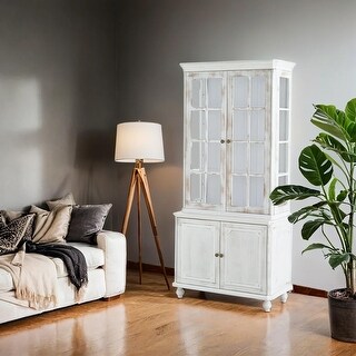 3-Sided Display Cabinet with Glass Doors, 77.5" Adjustable Display ...