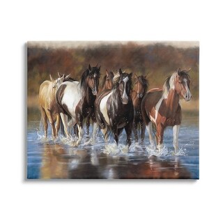 Stupell Horses Splashing Shallow Pond Canvas Wall Art Design by ...