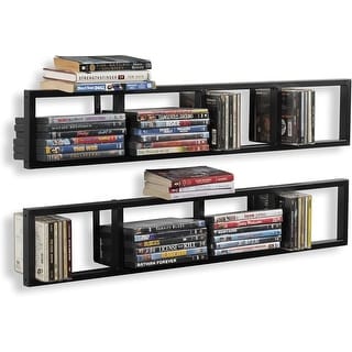 Wall Mount 34 Inch Media Storage Rack CD DVD Organizer Metal Floating ...