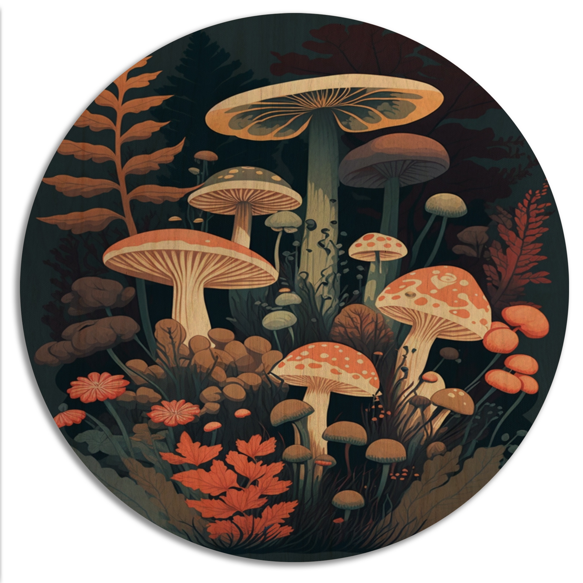 Designart Vintage Mushrooms Amanita Muscaria Vi Landscape Forest Wood