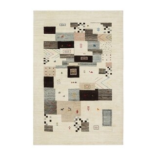Shahbanu Rugs Abstract White Lori Buft Gabbeh Small Animal and Human ...