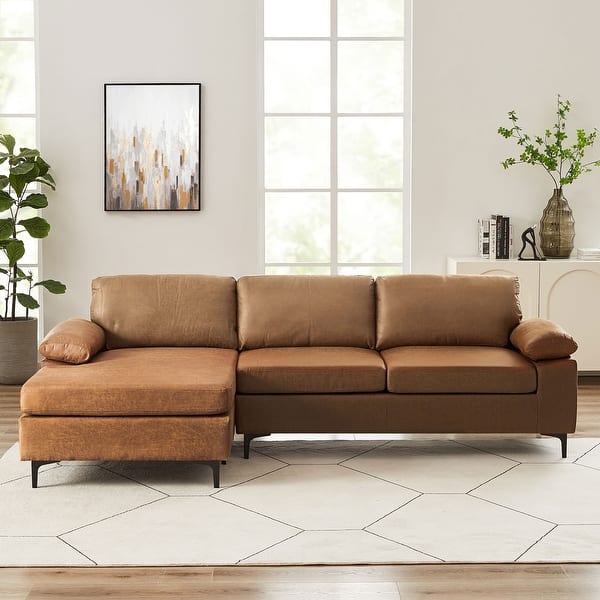 VANOMi 100in Mid-Century Modern Reversible Faux Suede Sectional Sofa - On Sale - Bed Bath ...