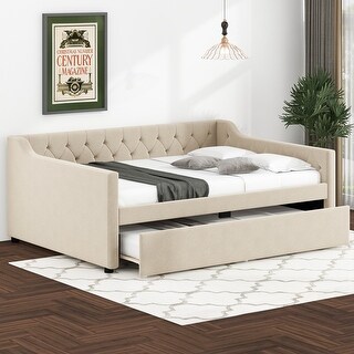 Upholstered Tufted Daybed with Trundle - Bed Bath & Beyond - 40888721