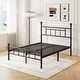 46 Inch Metal Platform Bed Frame with Victorian Vintage Headboard and ...