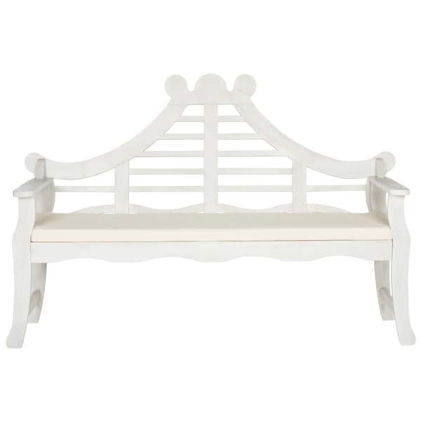 SAFAVIEH Outdoor Living Azusa Antique White Bench - 26.4" x 62.8" x 42. ...