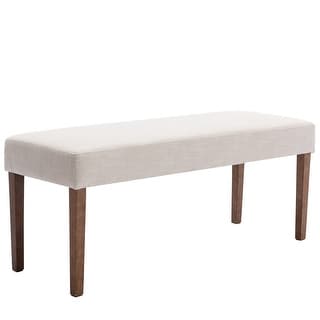 45.5" Linen Upholstered Dining Bench, French Vintage Rectangle Ottoman ...