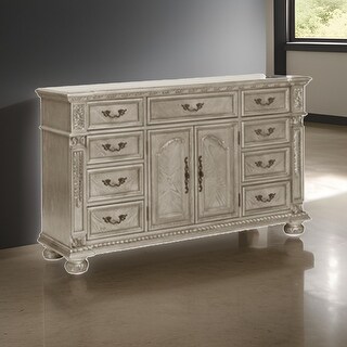 Lumi 68 Inch Dresser, 9 Drawers, 1 Cabinet, Platinum Gold Wood Finish ...