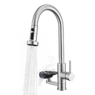 3-in-1 Kitchen Faucet with Press-Type Glass Rinser, Pull-Down Sprayer ...