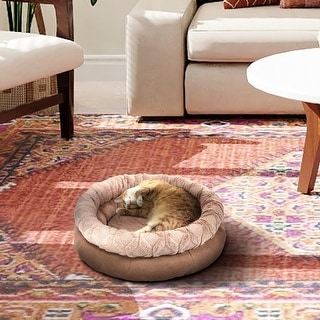 Max & Marlow Bolstered Plush High Sided Round Cuddler Pet Bed, Medium ...