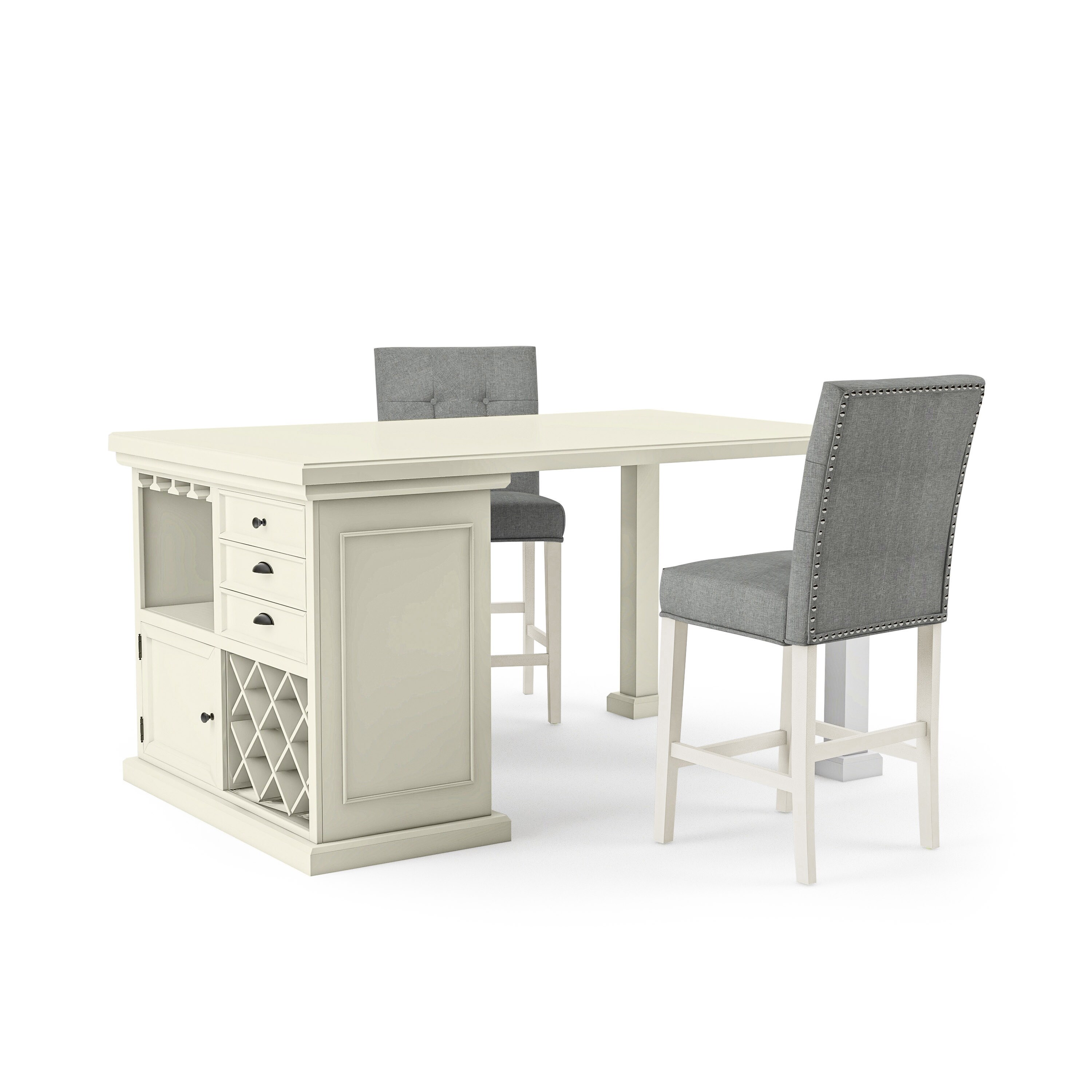 Tia Transitional Antique White Wood Multi Storage 3 Piece Kitchen Island Set by Furniture of America On Sale Bed Bath Beyond 31454253