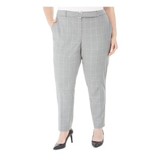 Calvin Klein Women's Belted Check Wear to Work Pants Gray Size 18W - 18 ...