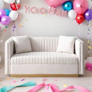 Contemporary Vertical Channel Tufted Velvet Sofa Loveseat Modern ...