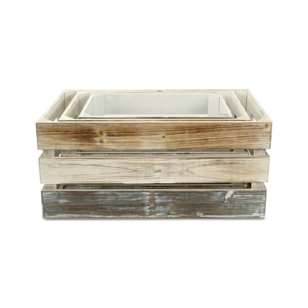 Multicolor Wood Rectangular Slat Crates (Set of 3) - On Sale - Bed Bath ...