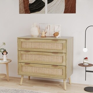 3 - Drawer 31.5" W Dresser with Rattan - Bed Bath & Beyond - 42299806