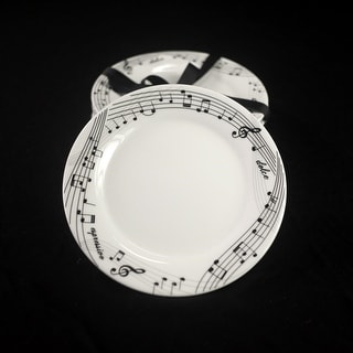 Ceramic Dessert Plate Set of 4 - Music Notes Design 6" - Bed Bath ...