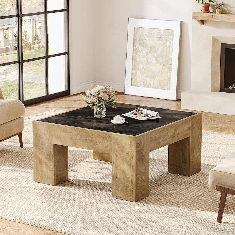 31.5" Small Square Coffee Table, Wooden Center Cocktail Tea Accent ...