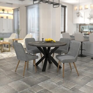 5pc Rustic Dining Set - Grey Table with Grey and Dark Grey Chair - Bed ...