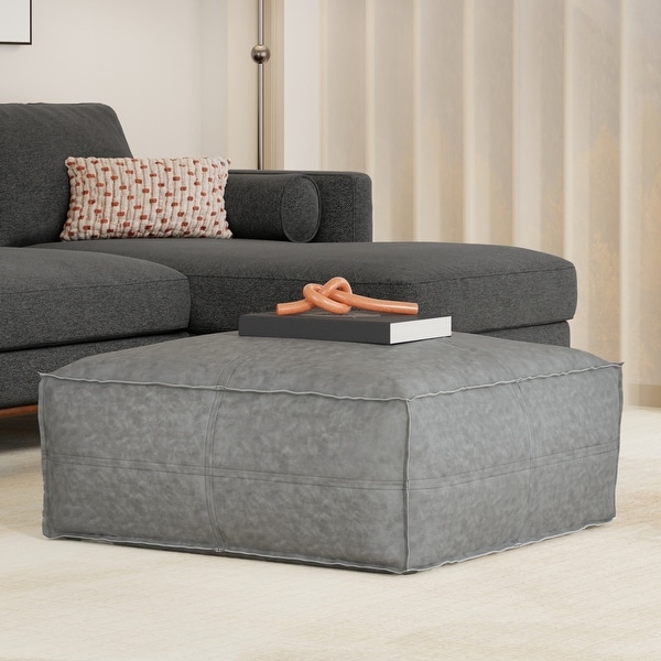 Square faux leather pouf store