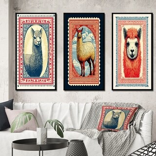 Designart "Stamp Retro Illustration Of Llama Portrait III" Llama Frame ...