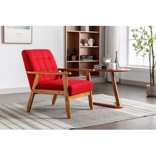 Wooden Frame Square Armrest Red Chairs Single Lounge Chairs Tufted ...