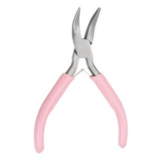 Mini Bent Nose Pliers 4.5" Toothless Curved Precision Plier with Pink ...
