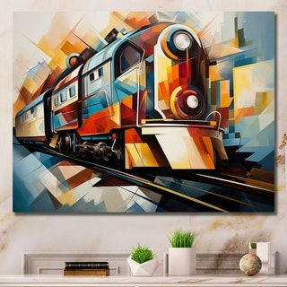 Designart "Abstract Train Cubist Expressions II" Transportation Canvas ...