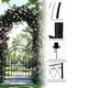 7 FT Elegant Garden Arch with Gate, Wedding Arbor for Climbing Roses ...
