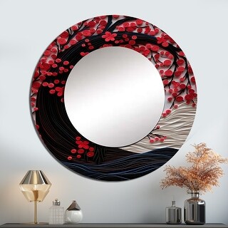 Designart "Red Moon Ruby Radiance I" moon Living Room Mirror - red ...