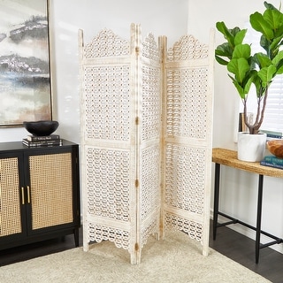 Cream Wooden Handmade Large Freestanding Adjustable Geometric Partition ...