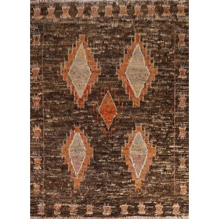 Geometric Moroccan Berber Area Rug Hand-knotted Tribal Wool Carpet - 8 ...
