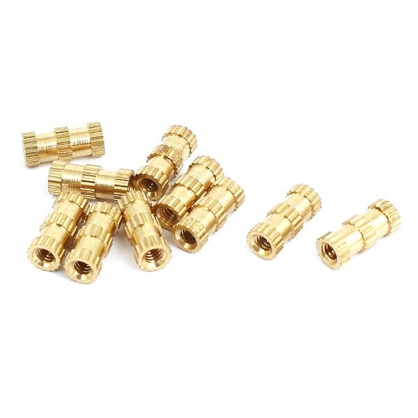 M2x8mmx3.5mm Brass Knurled Threaded Nut Insert Embedded Nuts Gold Tone ...