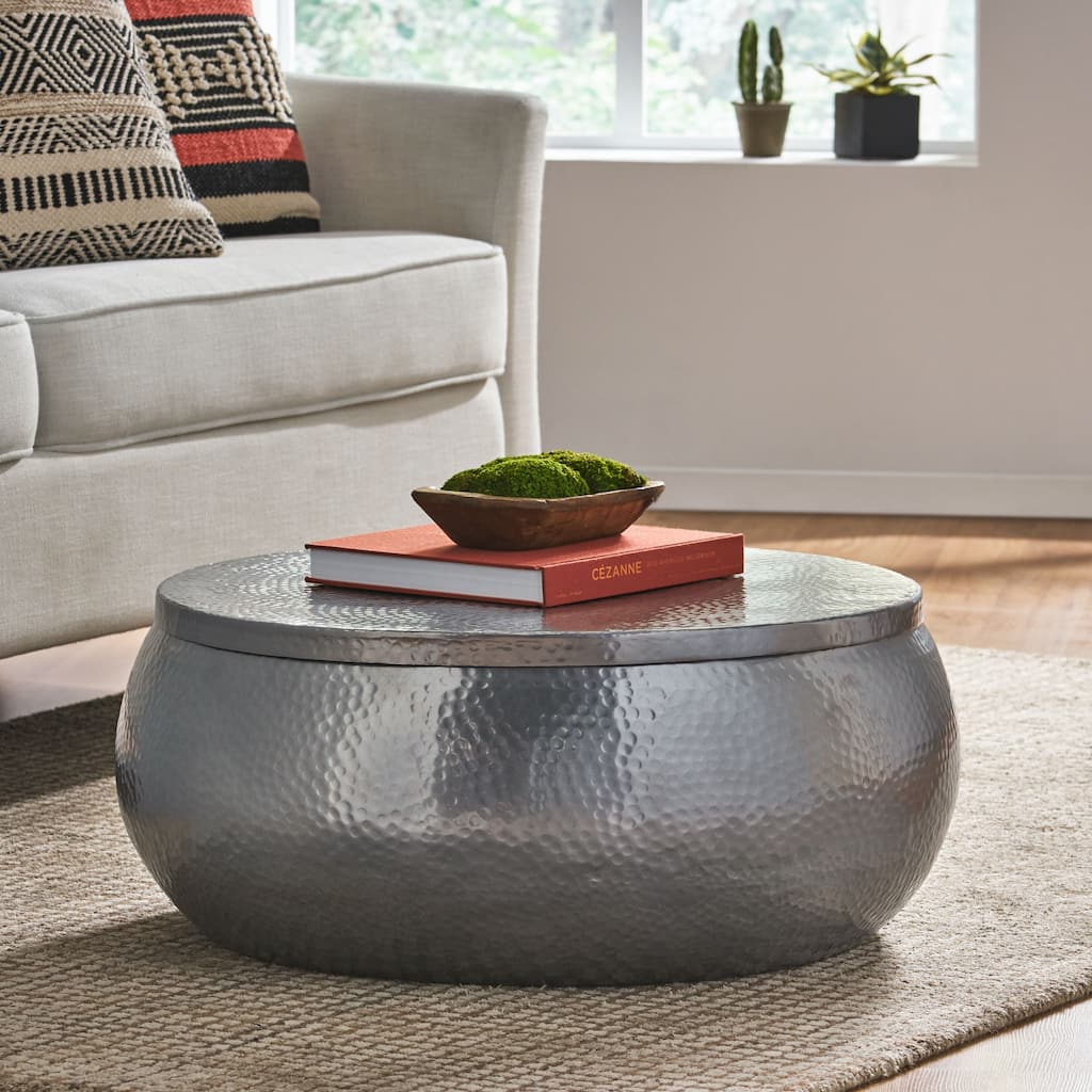 Ferster Aluminum Drum Coffee Table by Christopher Knight Home ...