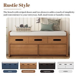 Storage Bench Entryway Shoe Bench with 2 Drawers, Hidden Storage Space ...