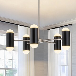 5-Light Mid-Century Modern Sputnik Linear Cluster Cylinder Integrated ...