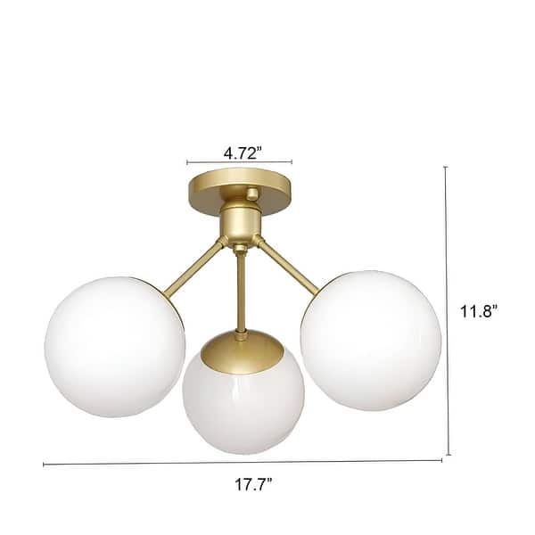 Modern Semi Flush Mount Gold Ceiling Light - 3 Spheres Globe Sci-fi ...