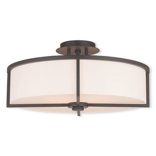 Livex Lighting Wesley 4 Light 19" Wide Semi-Flush Drum Ceiling Fixture ...