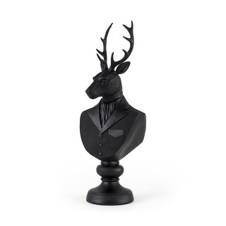 Black Resin Suited Deer Bust Sculpture - 6" W x 8" D x 23" H - Bed Bath ...