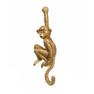 Polyresin 12" Hanging Monkey Wall Hook, Gold 12"H - 4.0" x 3.0" x 12.0 ...