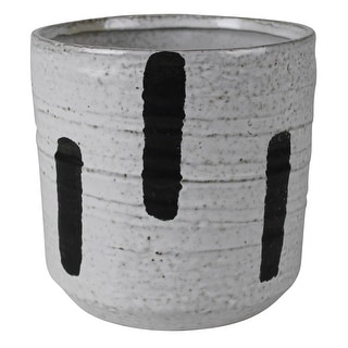 Ceramic Cachepot with Alternate Stripes Pattern, Large, Set of 4, Gray ...