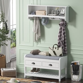 Bench Wall Mounted Coat Rack Storage Cubby Display Shelf for Hallway ...