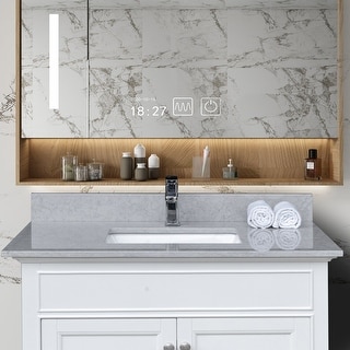 31 in./ 37 in./ 43 in. Calacatta Gray Engineered Stone Bathroom Vanity ...