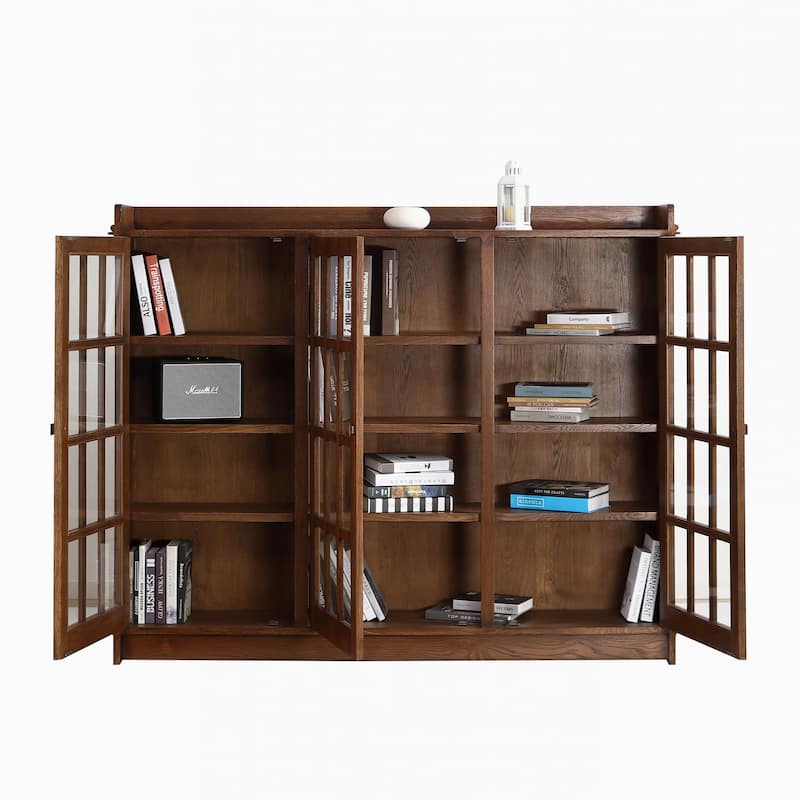 Mission Oak 3 Door Display Bookcase - Overstock - 43635379
