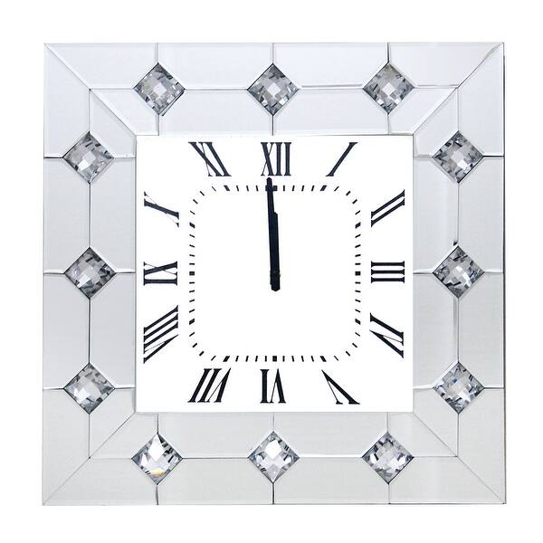 Roman Numerals Analog Clock Quartz Chime Mirrored Wall Clock - Bed Bath ...
