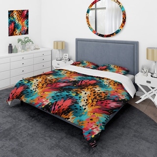 Designart "Colorful Neon Jungle Flash" modern bedding covert set with 2 ...